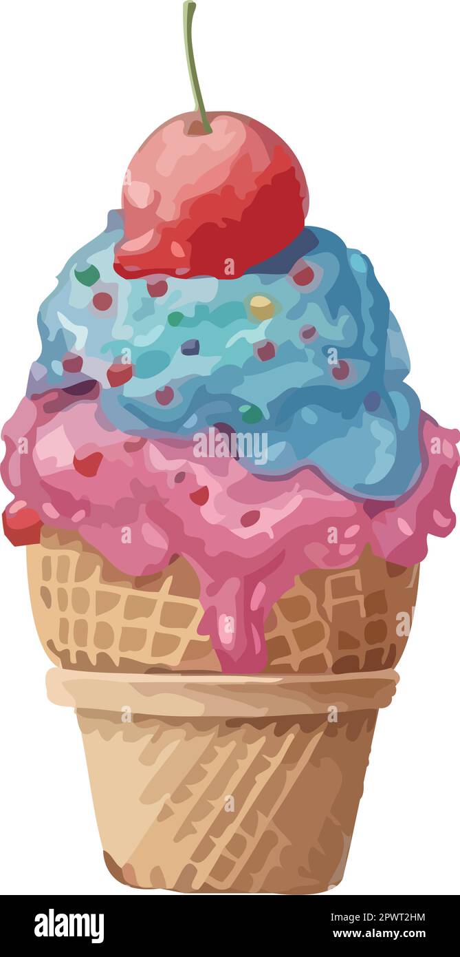 Sweet summer treat ice cream cone with fruit Stock Vector Image & Art ...