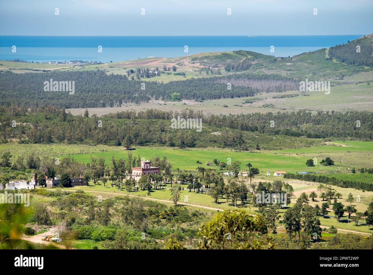 View from a distance of the castle of Piria and its surroundings ...