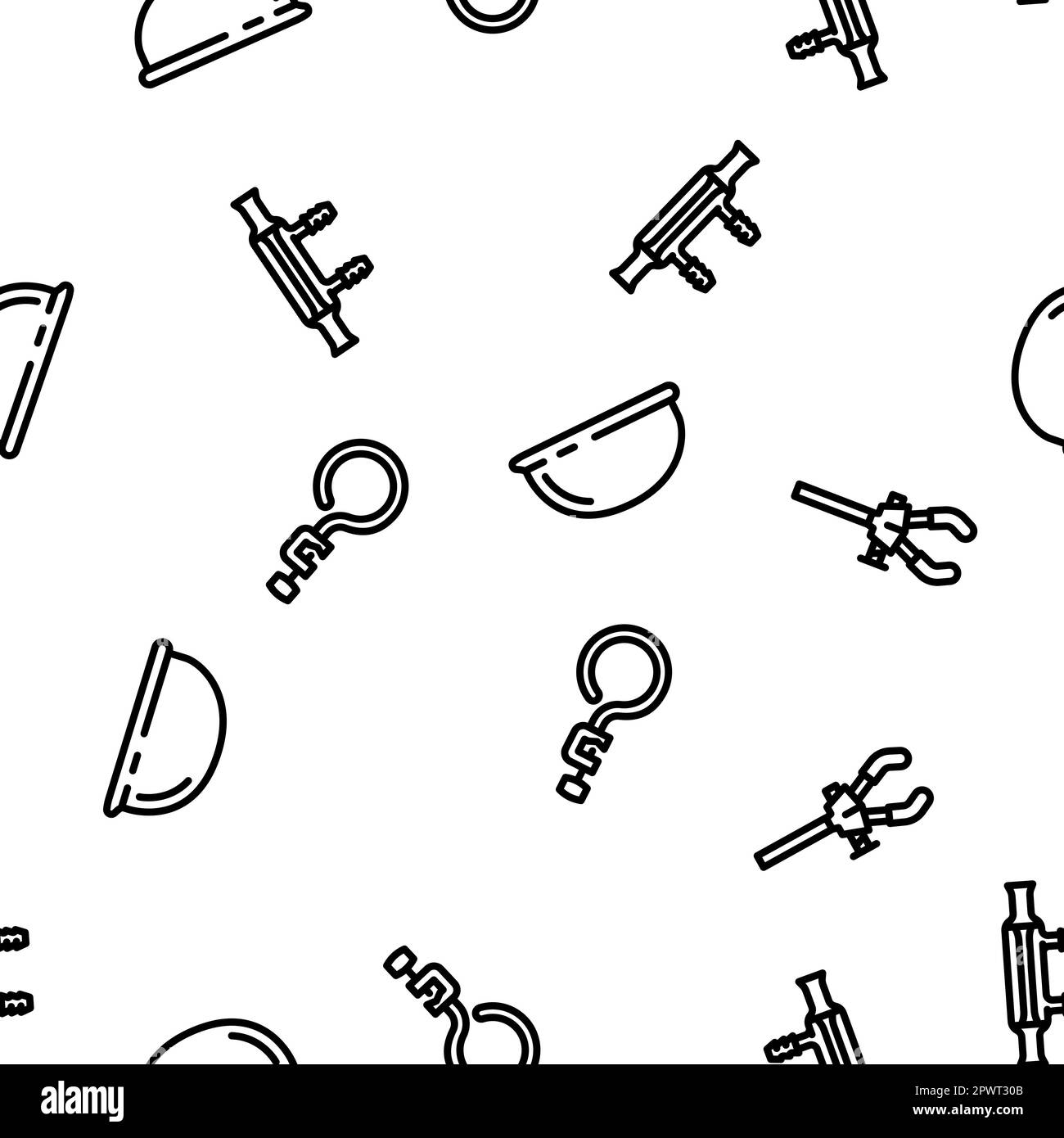 Chemistry Laboratory Flask Test Vector Seamless Pattern Thin Line Illustration Stock Vector