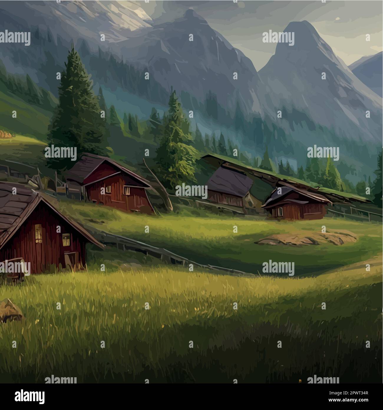 Building on the alps Stock Vector Images - Alamy