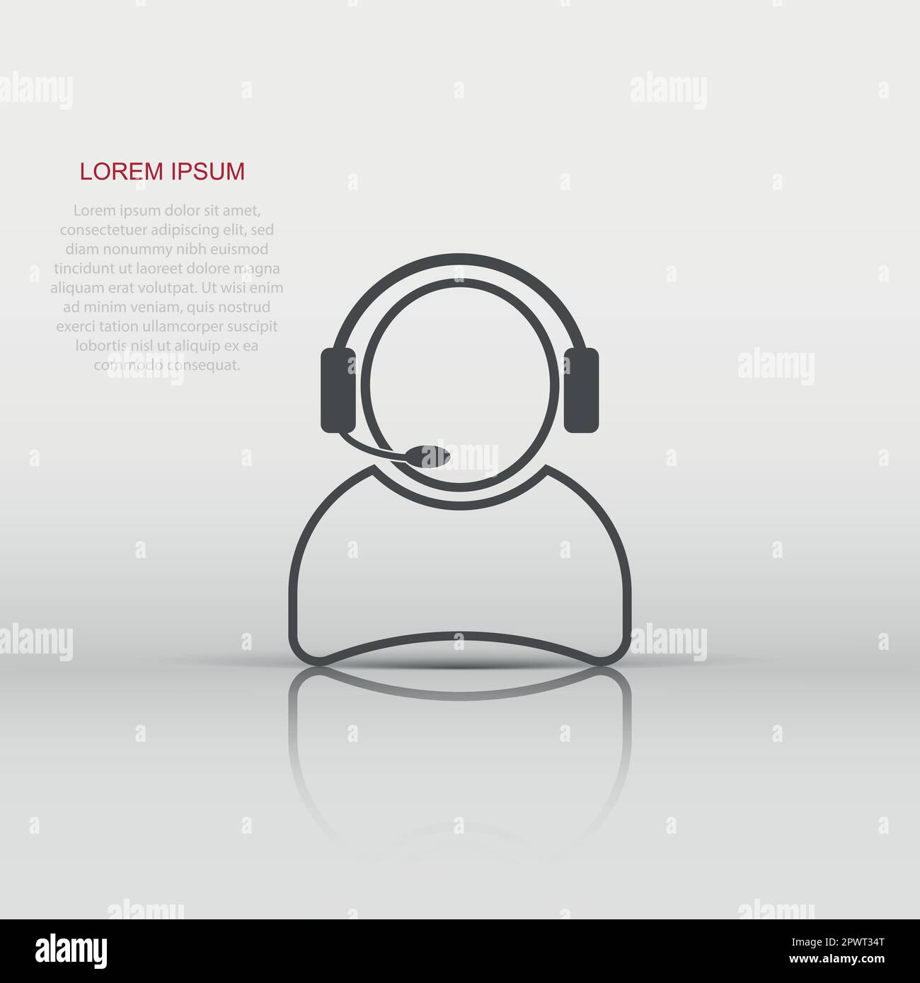 Vector operator with microphone icon in flat style. Operator in call ...