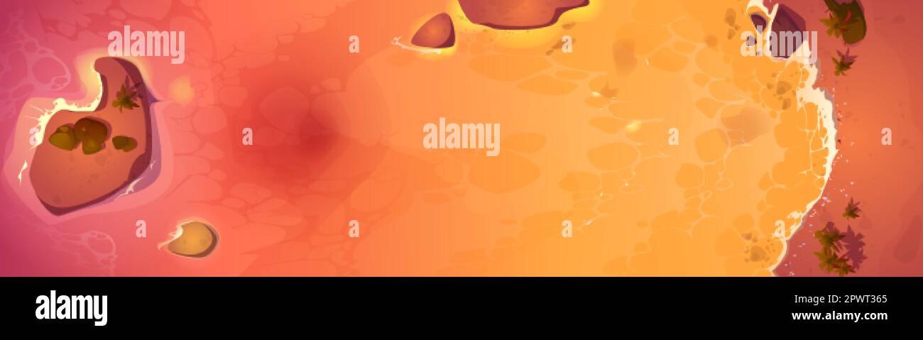 Sunset sand beach top view vector background. Island in sea water ...