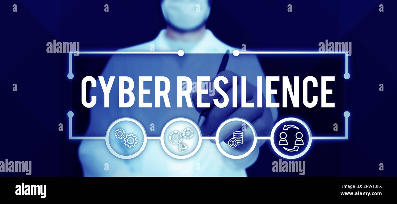 Hand writing sign Cyber Resilience, Business concept measure of how ...