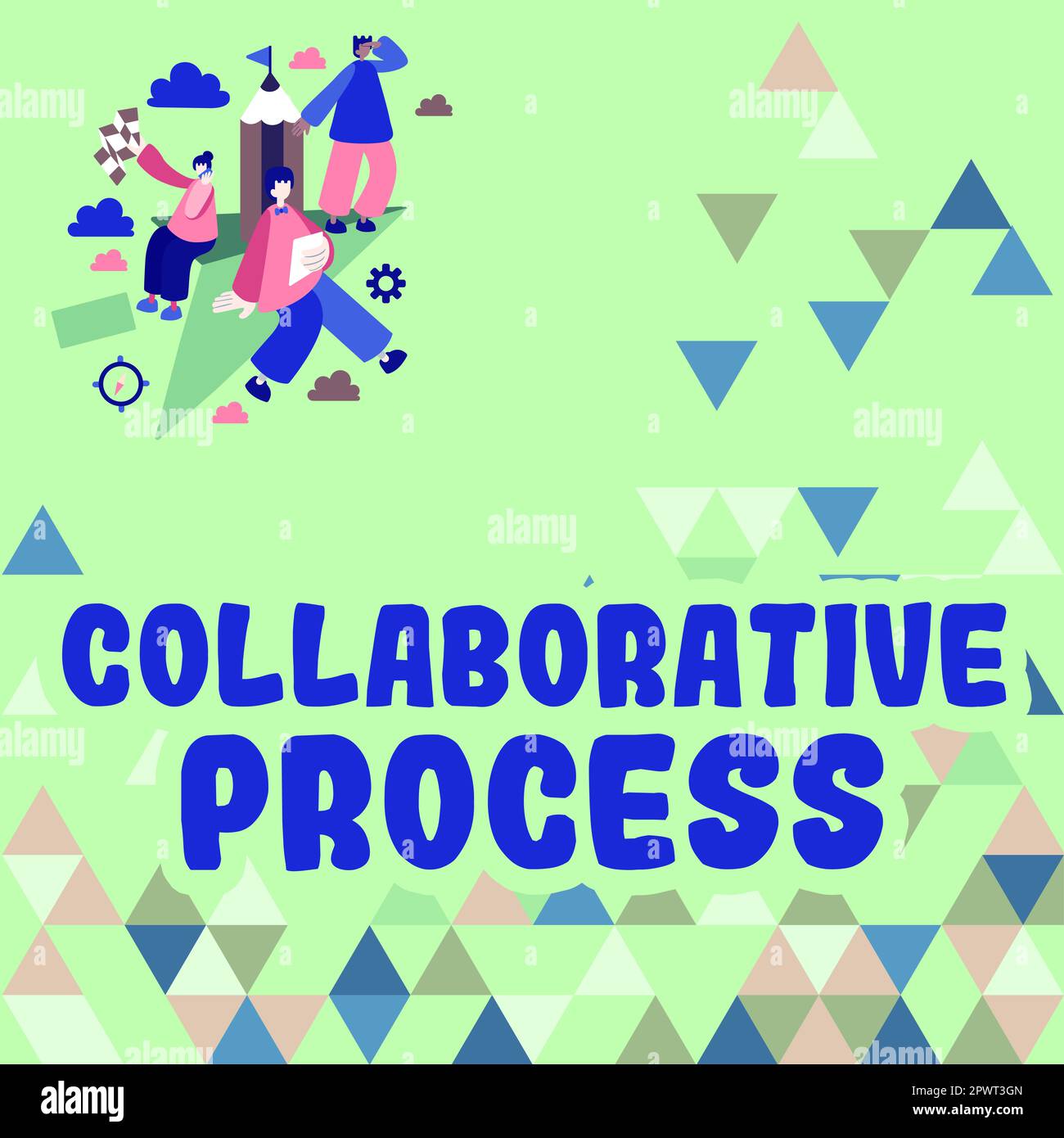Text caption presenting Collaborative Process, Concept meaning people ...
