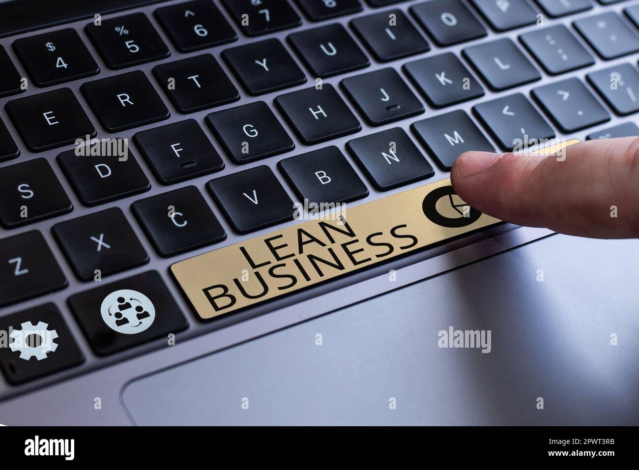 Hand writing sign Lean Business, Business concept improvement of waste ...