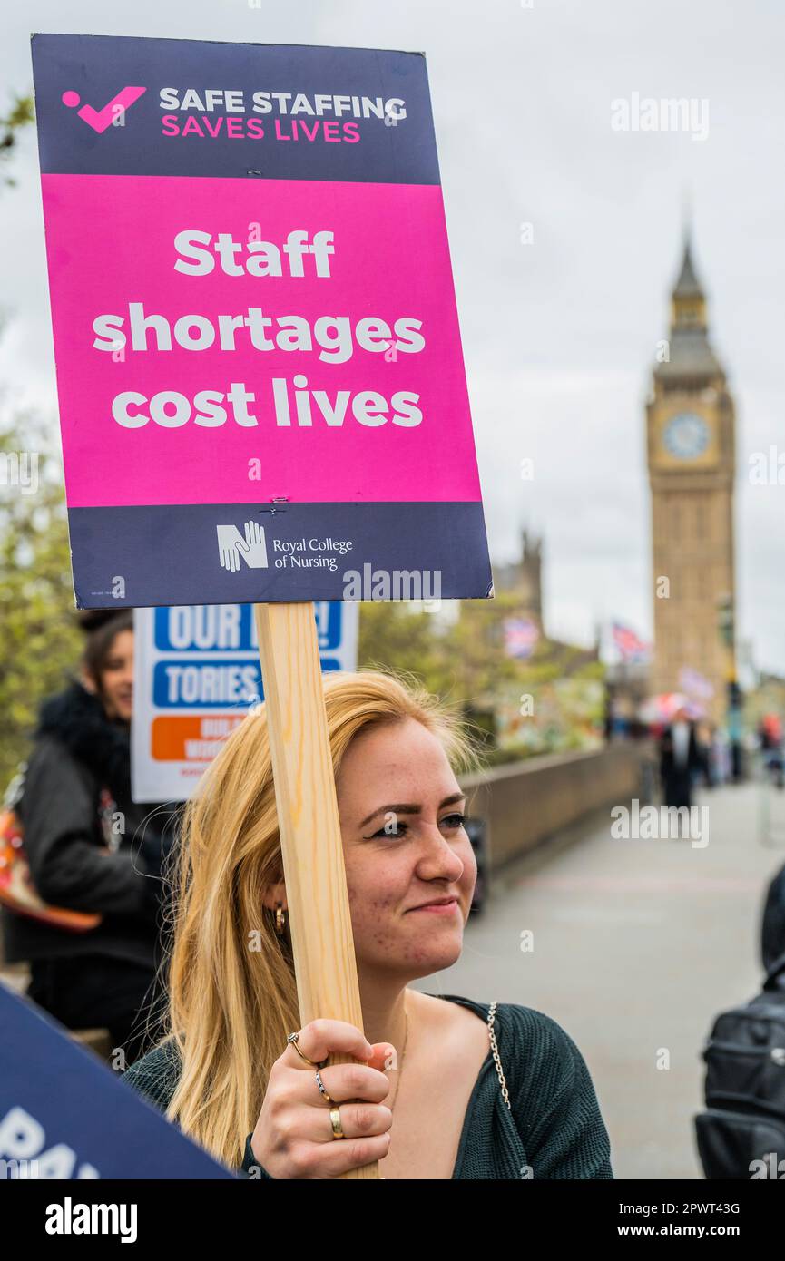 London, UK. 1st May, 2023. A picket line of Nurses outside the St ...