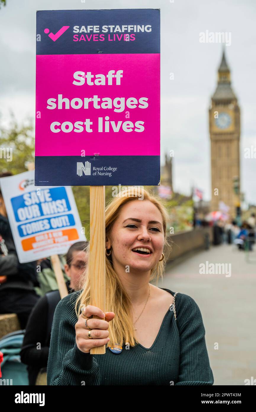 London, UK. 1st May, 2023. A picket line of Nurses outside the St ...