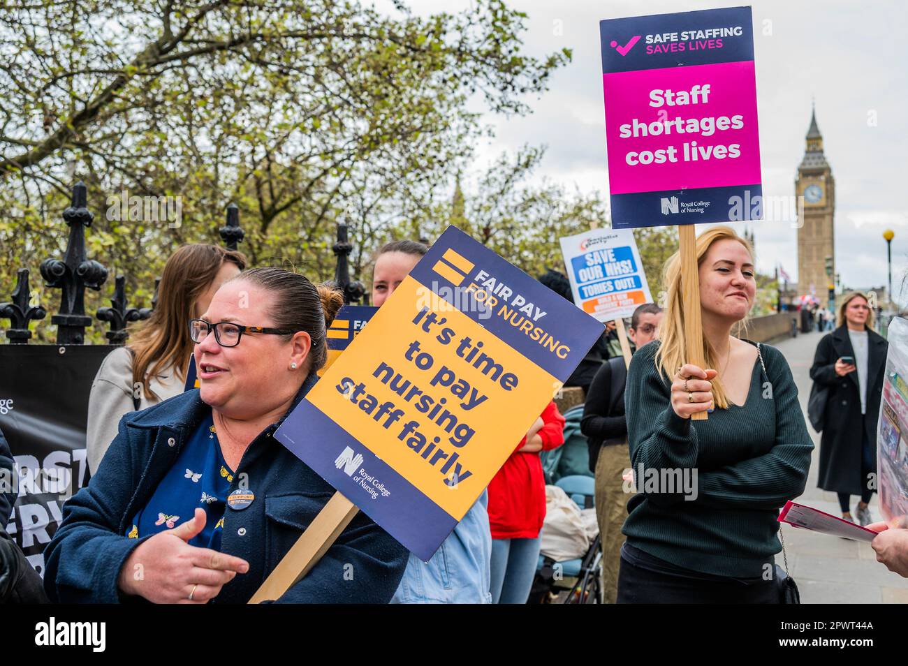 London, UK. 1st May, 2023. A picket line of Nurses outside the St ...
