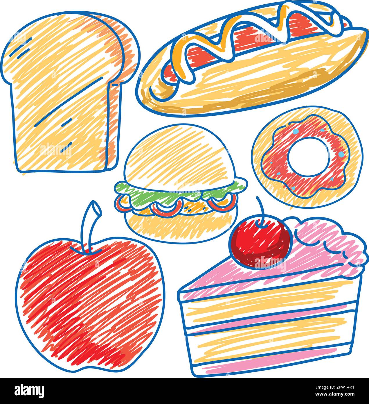 Set of food scribble style illustration Stock Vector Image & Art - Alamy