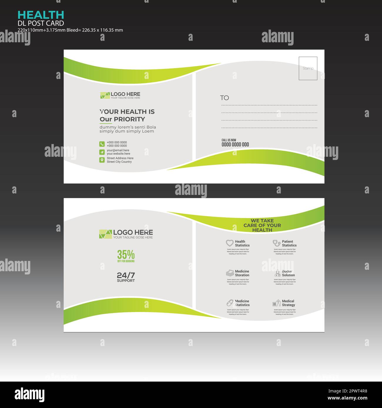 Vector health Postcard Design for invitation Stock Vector Image & Art ...