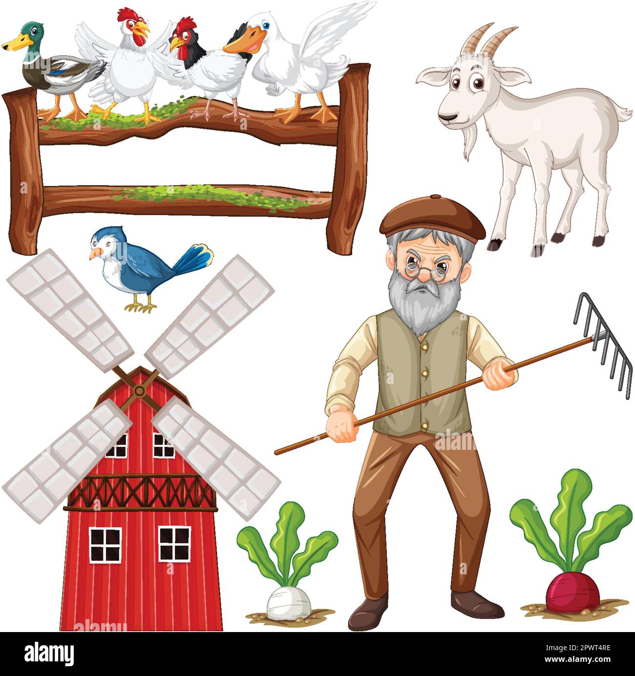 Farm Objects and Elements Vector Set illustration Stock Vector Image ...