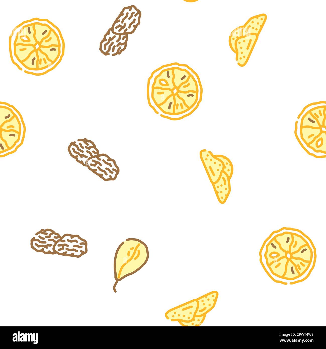 fruit dry snack nut mix vector seamless pattern thin line illustration ...