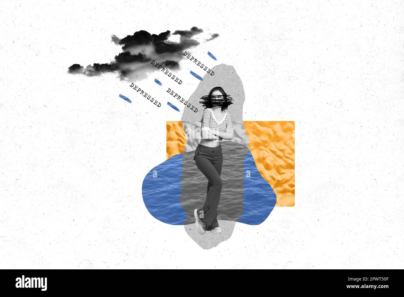 Photo poster conceptual summer collage bad vacation cloudy weather ...