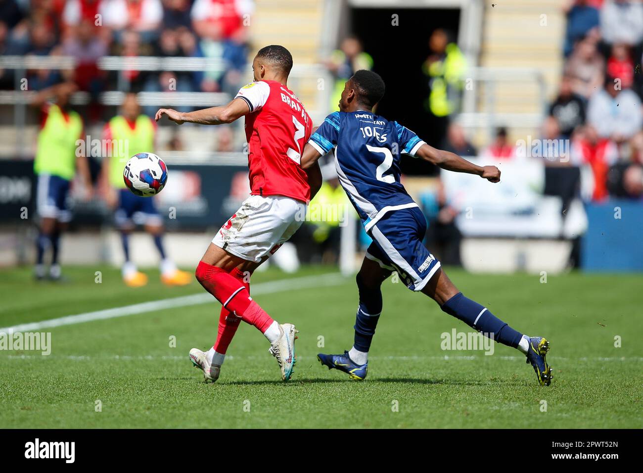 Isiah Jones #2 of Middlesbrough and Cohen Bramall #3 of Rotherham ...