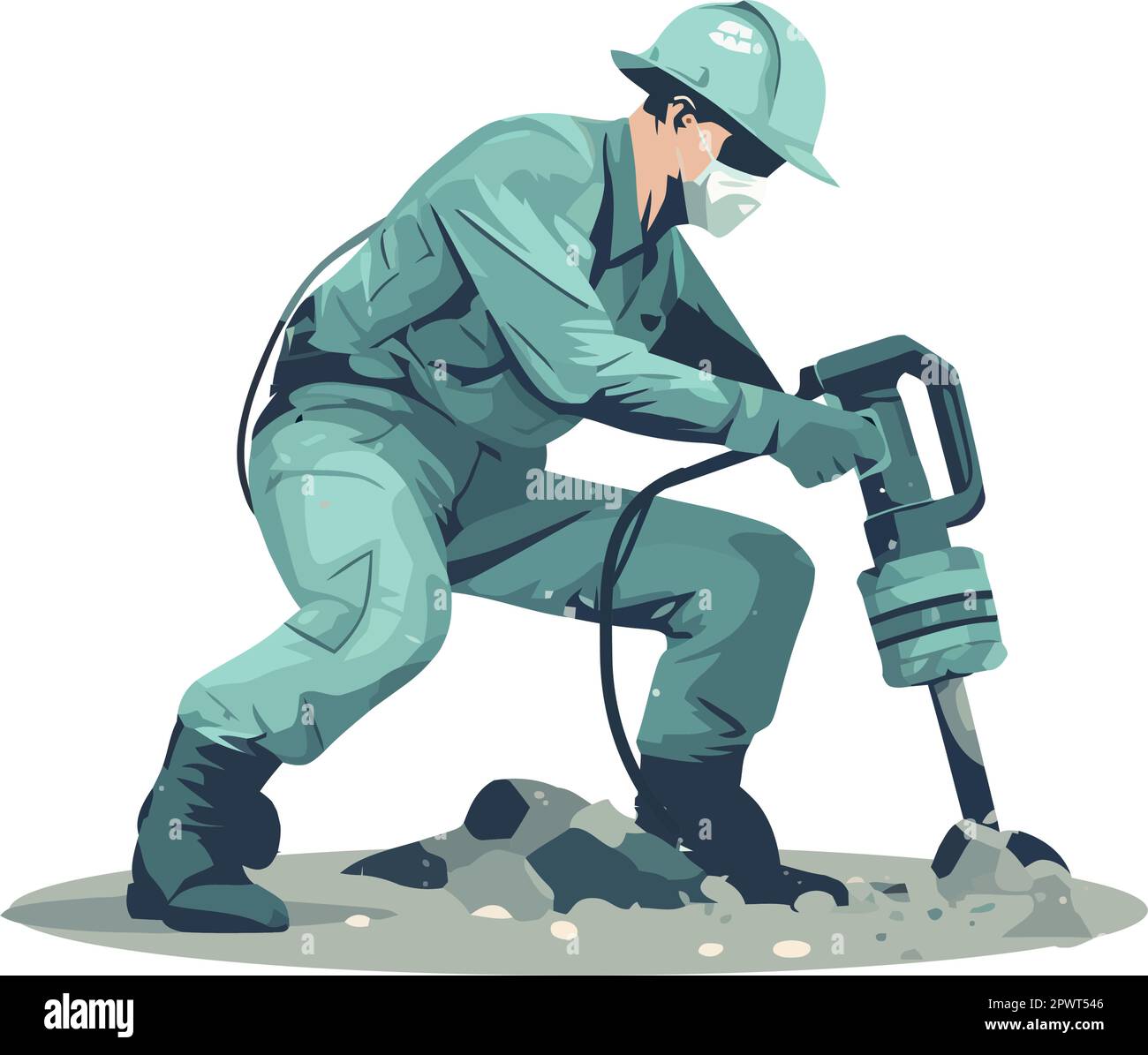 Worker working drill Stock Vector Images - Alamy