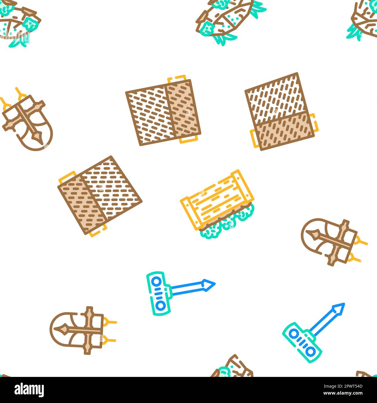 garden plant tree nature seed vector seamless pattern thin line ...