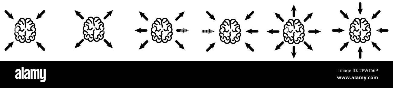 Arrows pointing to brain icon. Concept of mental health or intelligence ...