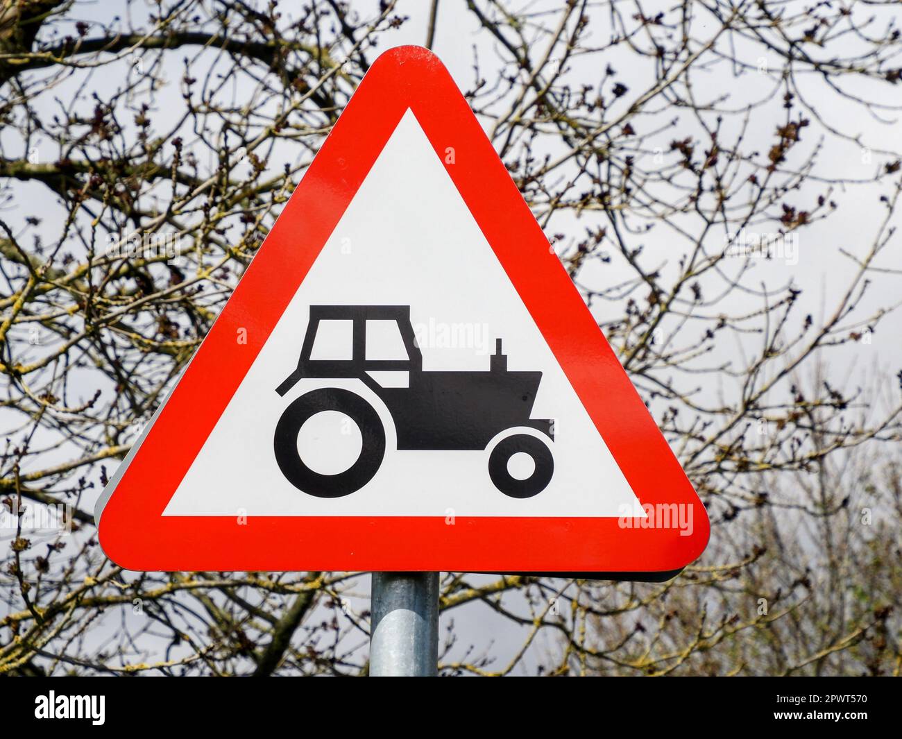 Tractor warning sign Stock Photo - Alamy
