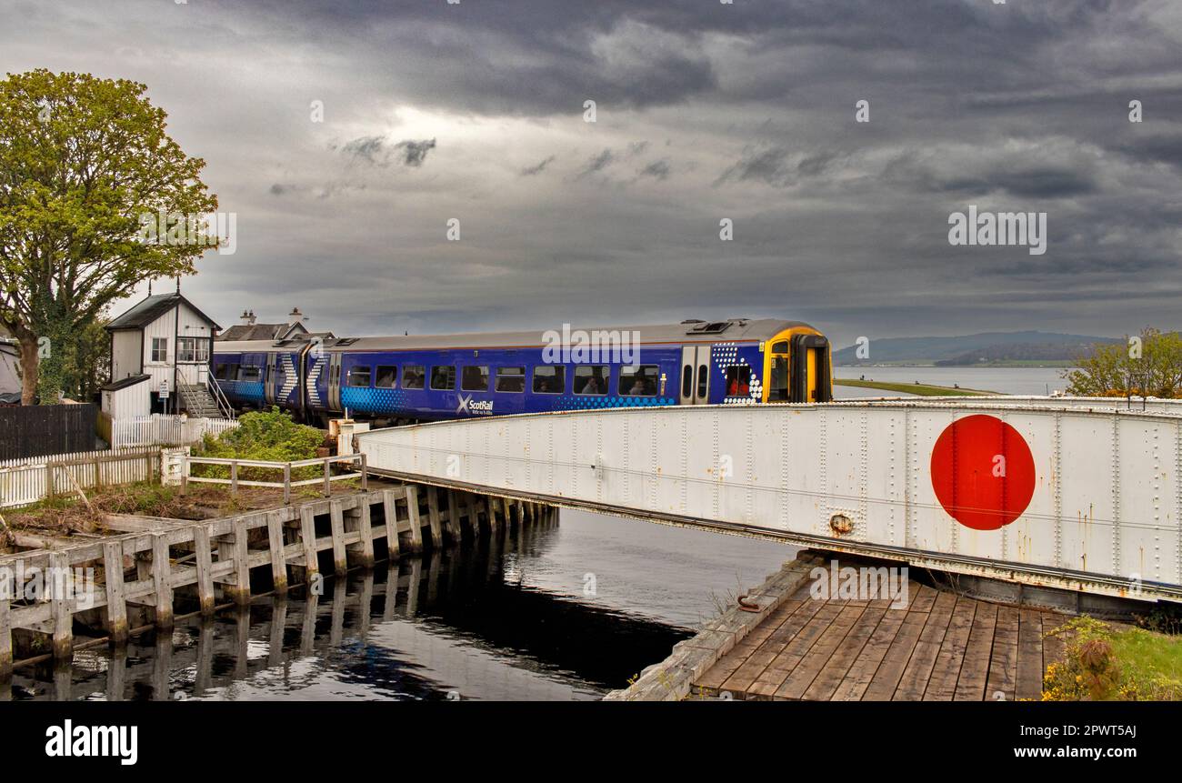 Inverness Scotland Clachnaharry railway white signal box and ScotRail ...