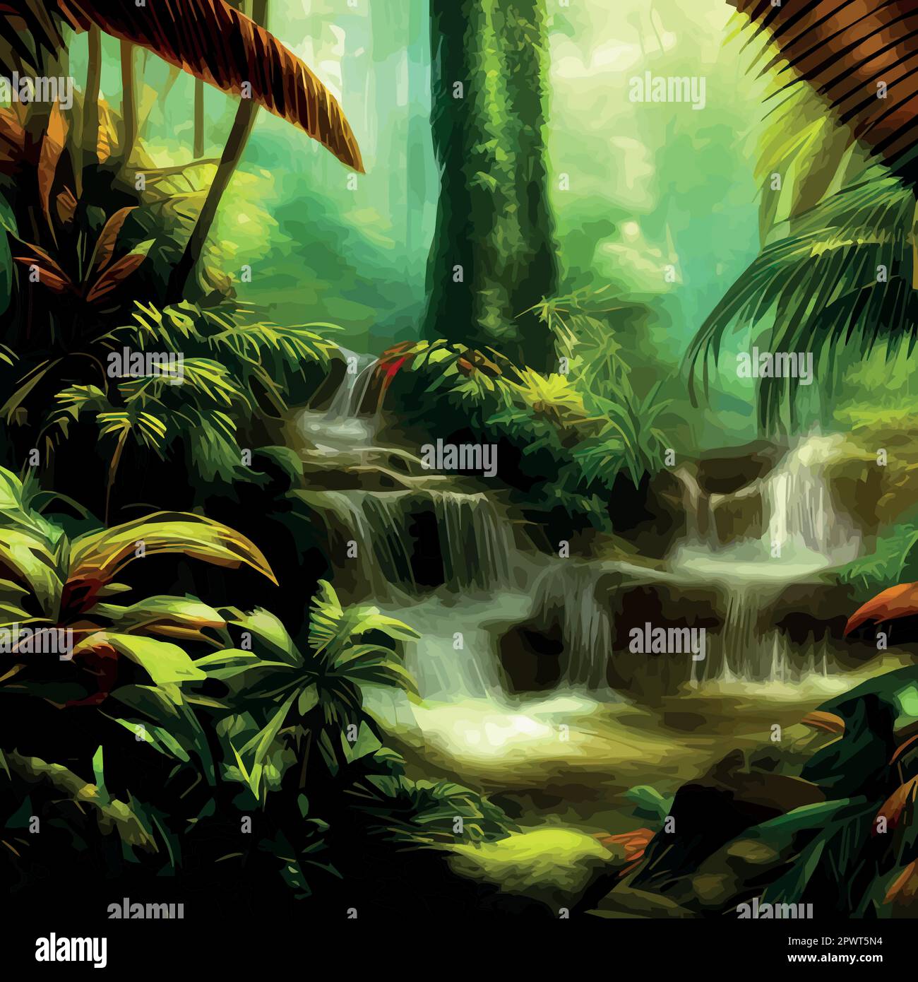 Thailand waterfall rainforest Stock Vector Images - Alamy