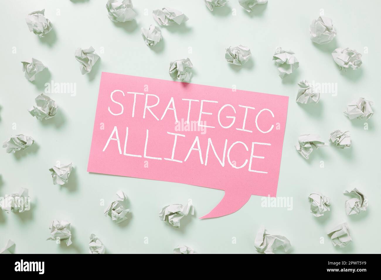 Sign displaying Strategic Alliance, Word for a bond between states ...