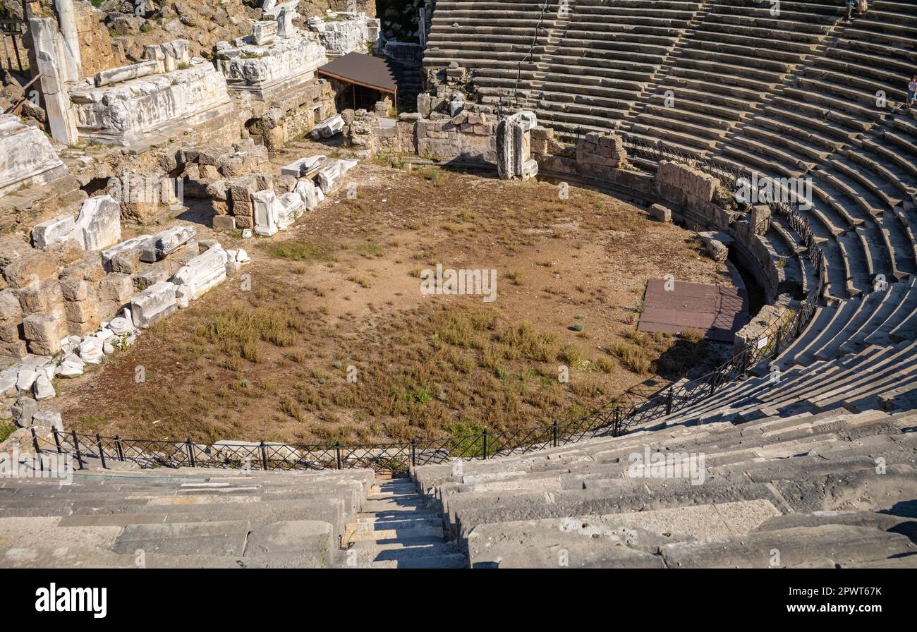 A view across the inside of the well preserved amphitheatre in the ...