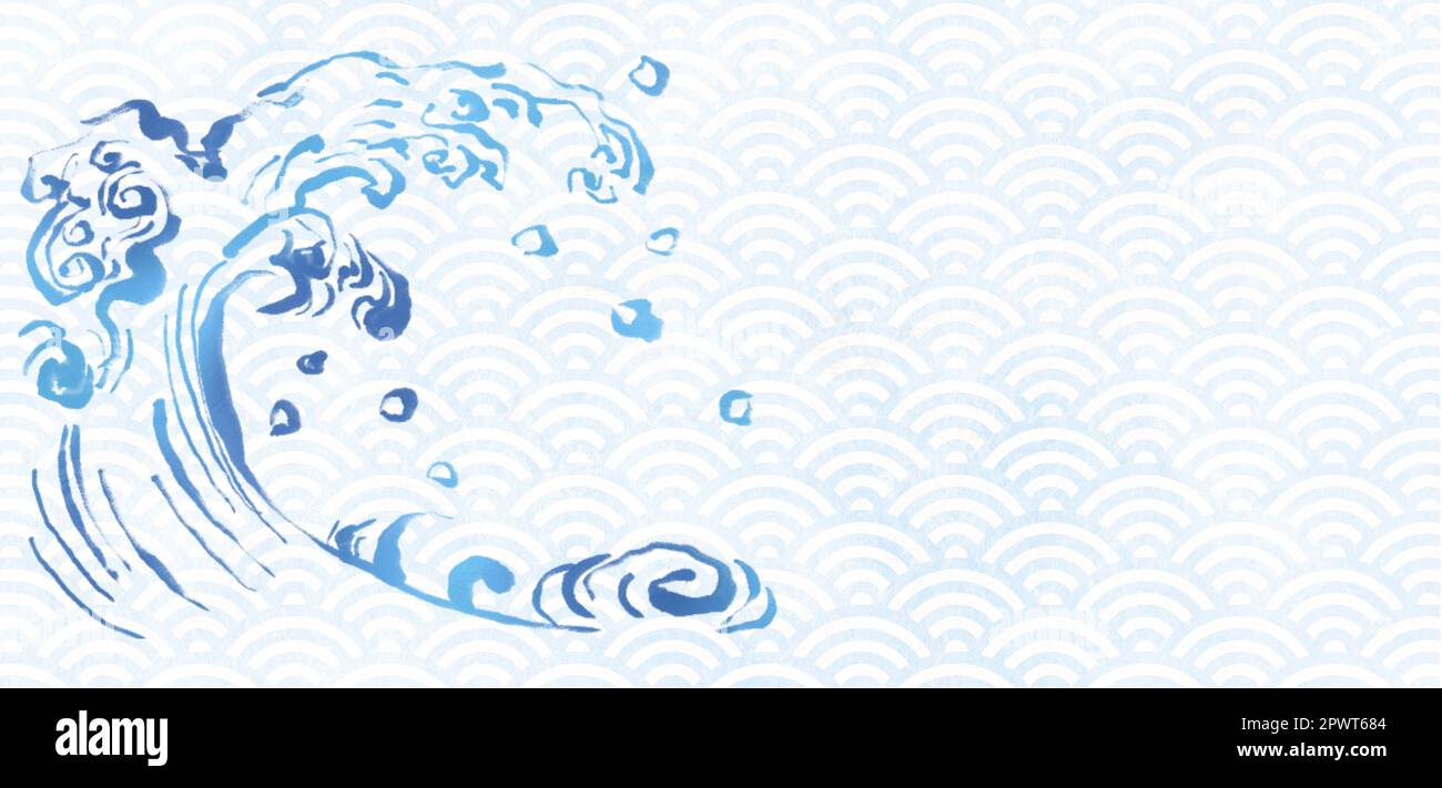 Illustration of a traditional Japanese background in light blue ...