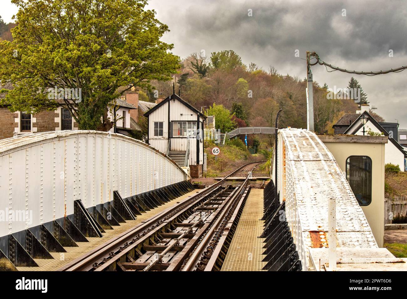 Inverness Scotland railway line crossing Clachnaharry Swing Bridge over ...