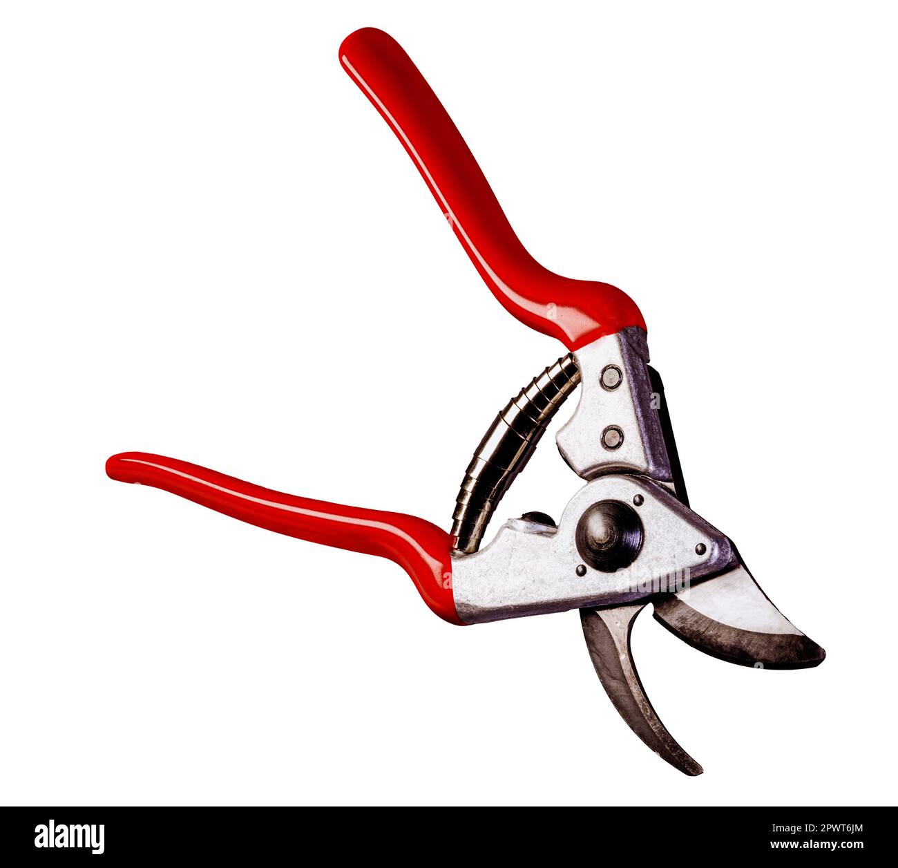 Closeup of an Isolated garden pruner with a red handle Stock Photo - Alamy