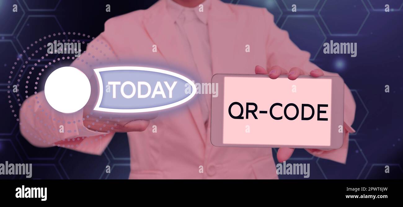 Conceptual display Qr Code, Word Written on the trademark for a type of ...