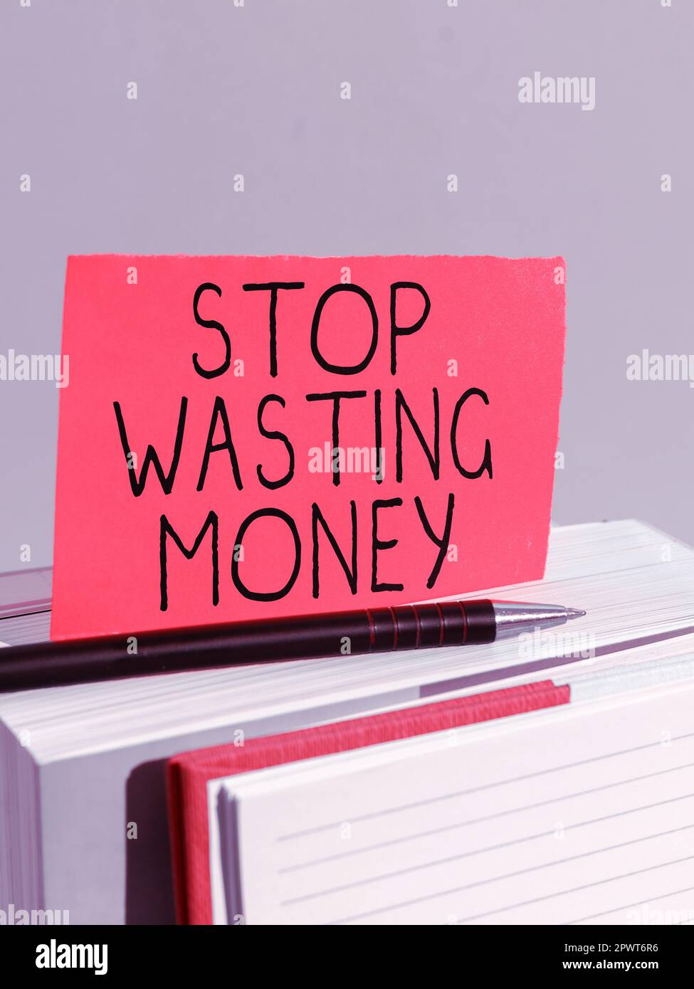 Inspiration showing sign Stop Wasting Money, Word for advicing person ...