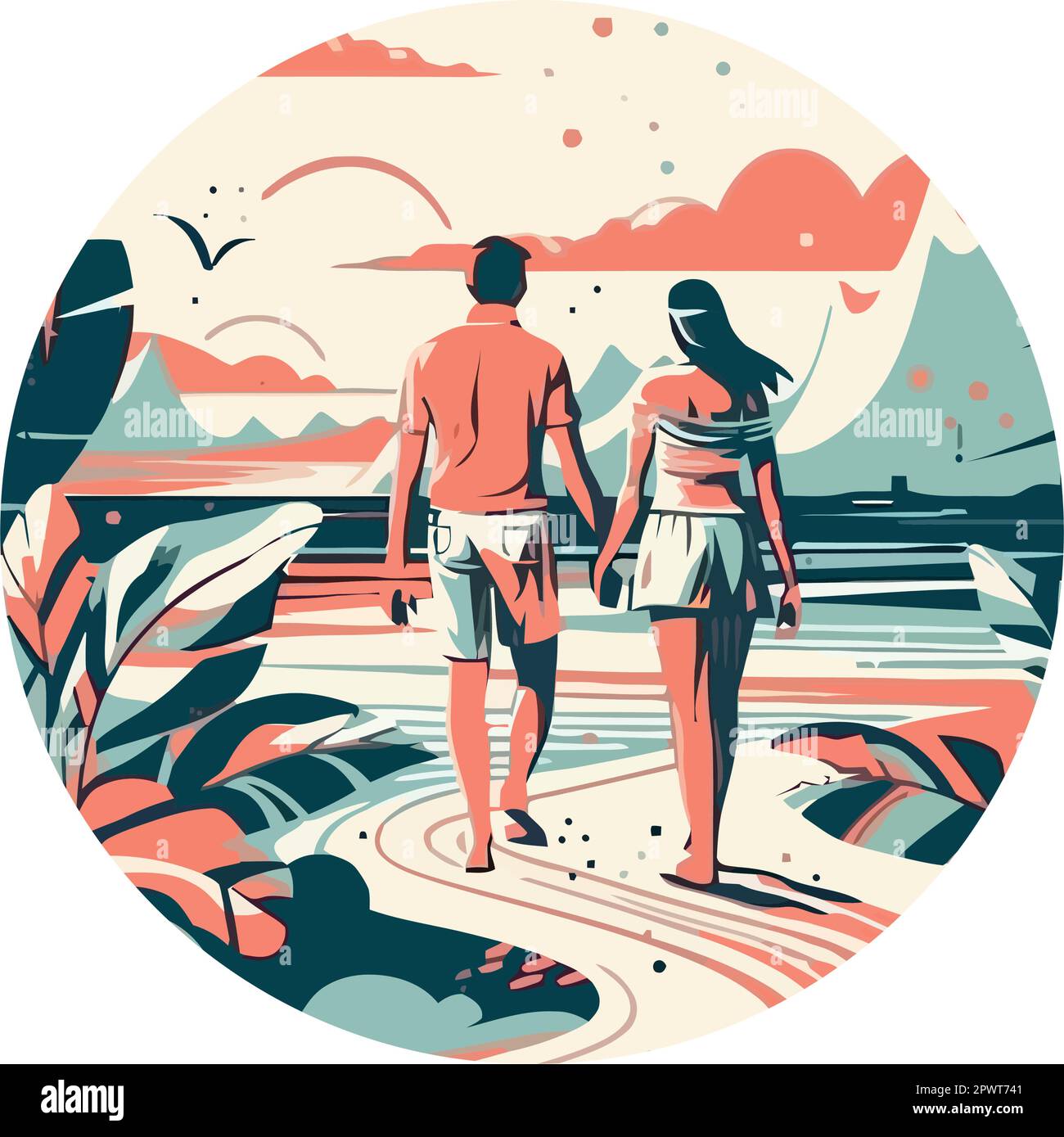 Woman walking on sand Stock Vector Images - Alamy