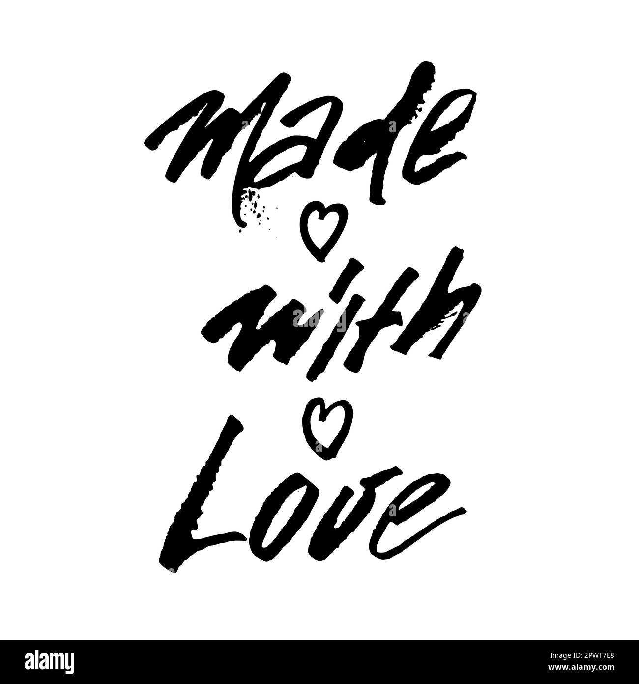 The inscription Made with love on a white background. Expressive ...
