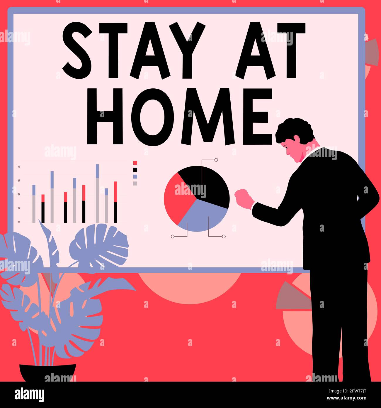 Text caption presenting Stay At Home, Word Written on movement control ...