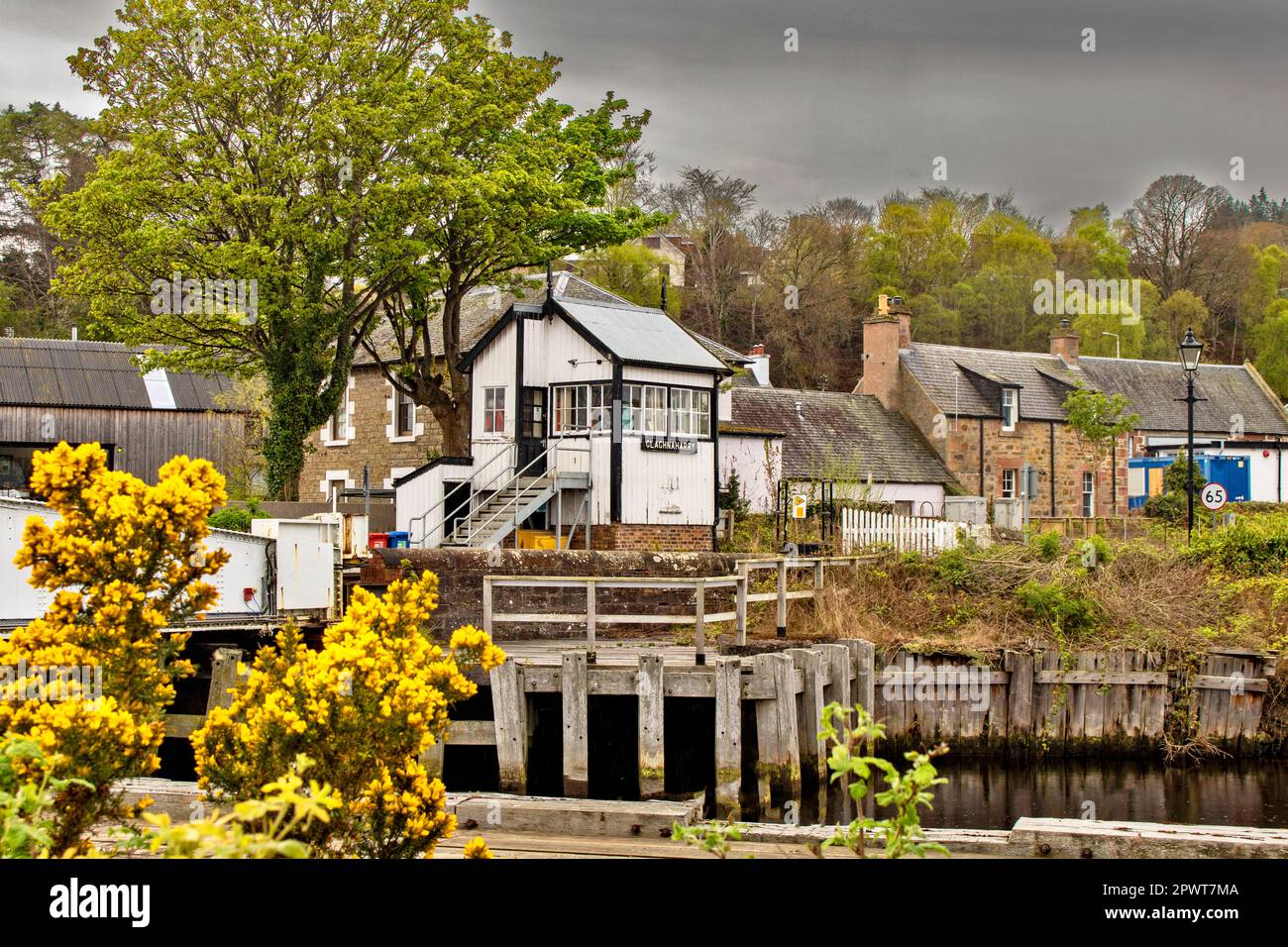 Inverness Scotland the Clachnaharry railway white signal box ...