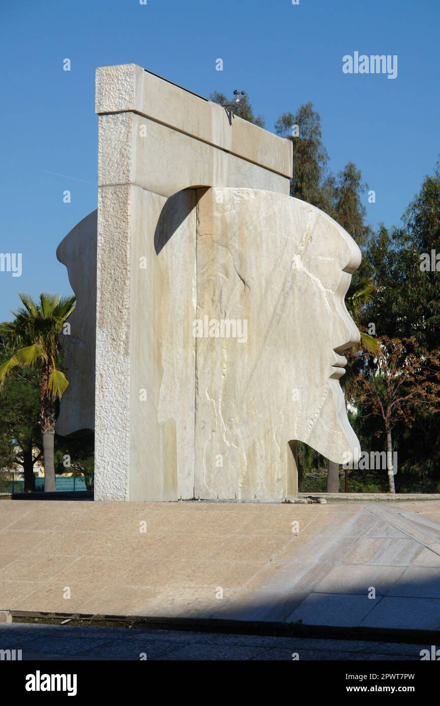 Two-headed sculpture of Hermés in Port Fréjus Stock Photo - Alamy