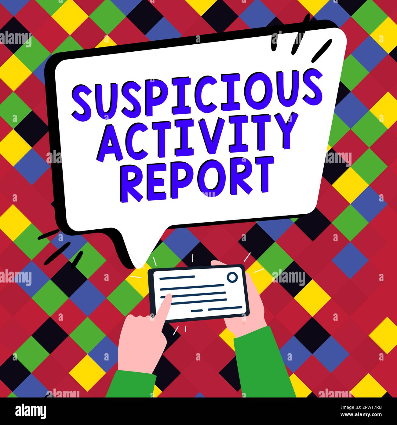 Writing displaying text Suspicious Activity Report, Word for account or ...