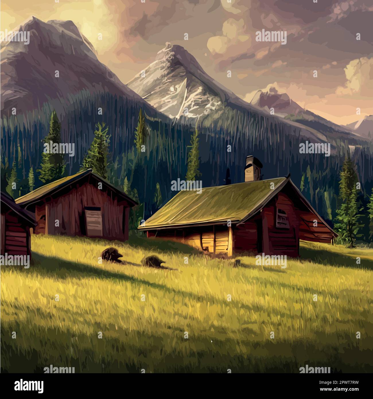 Old hut alps Stock Vector Images - Alamy