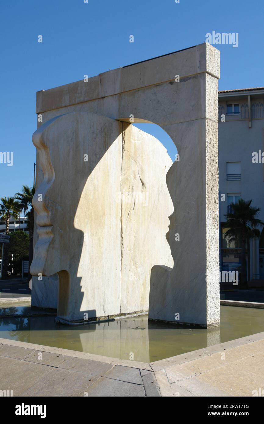 Two-headed sculpture of Hermés in Port Fréjus Stock Photo - Alamy