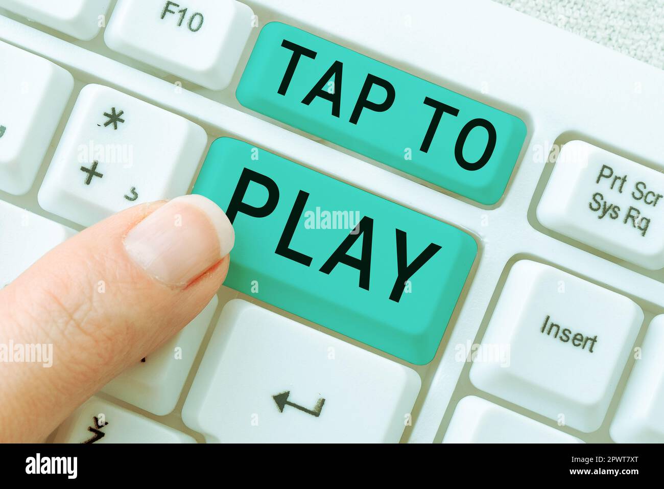 Conceptual display Tap To Play, Business concept Touch the screen to ...