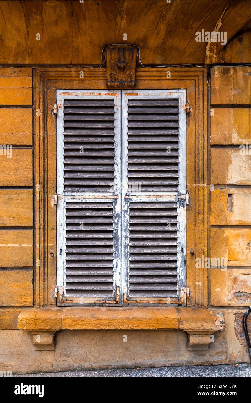 Architectural detail, old window shutters in the streets of Metz ...