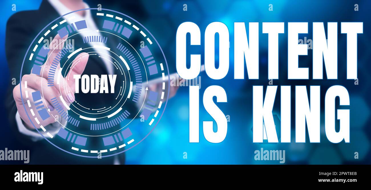 Hand writing sign Content Is King, Internet Concept Content is the ...