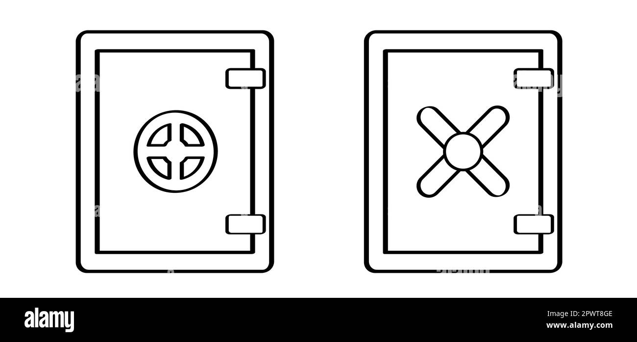 Cartoon safe box or safe lock. Vector safe deposit handle. Closed ...