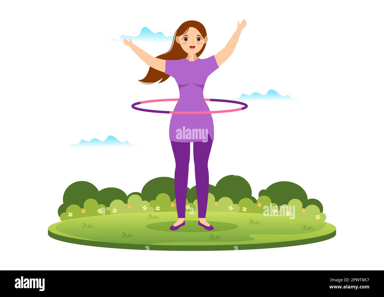 Hula Hoop Illustration with People Exercising Playing Hula Hoops and ...