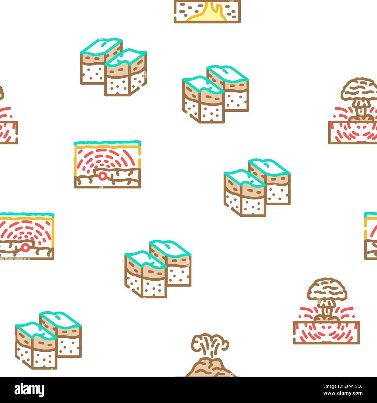 earthquake damage destruction vector seamless pattern thin line ...