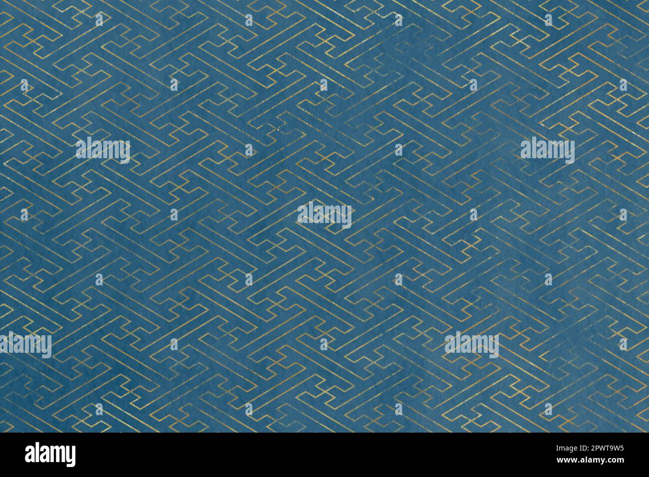 Blue abstract background with golden swastika(Sayagata). Japanese ...