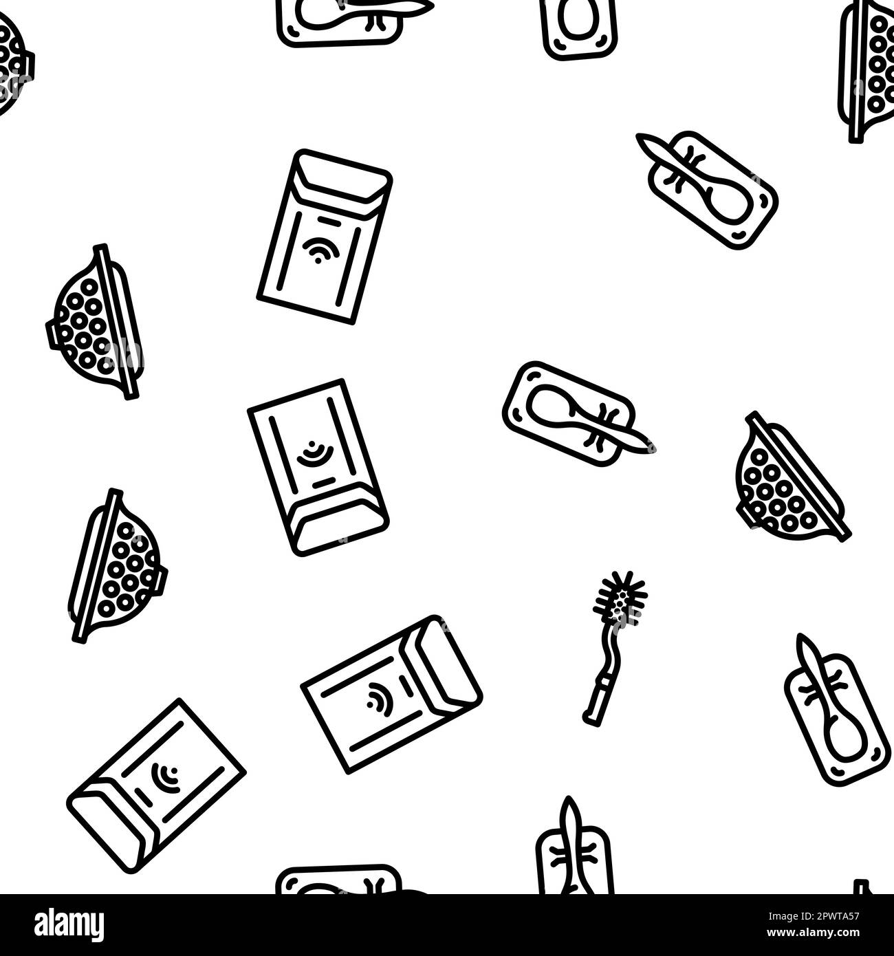 home interior house design vector seamless pattern thin line ...