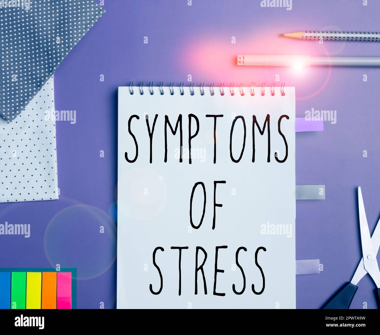 Handwriting text Symptoms Of Stress, Word for serving as symptom or ...