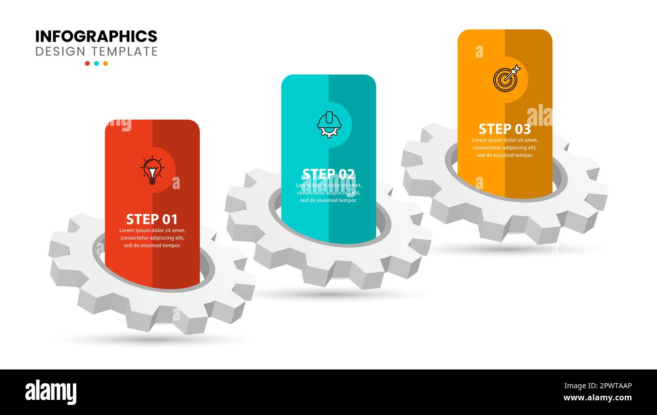 Infographic template with icons and 3 options or steps. Gear. Can be ...