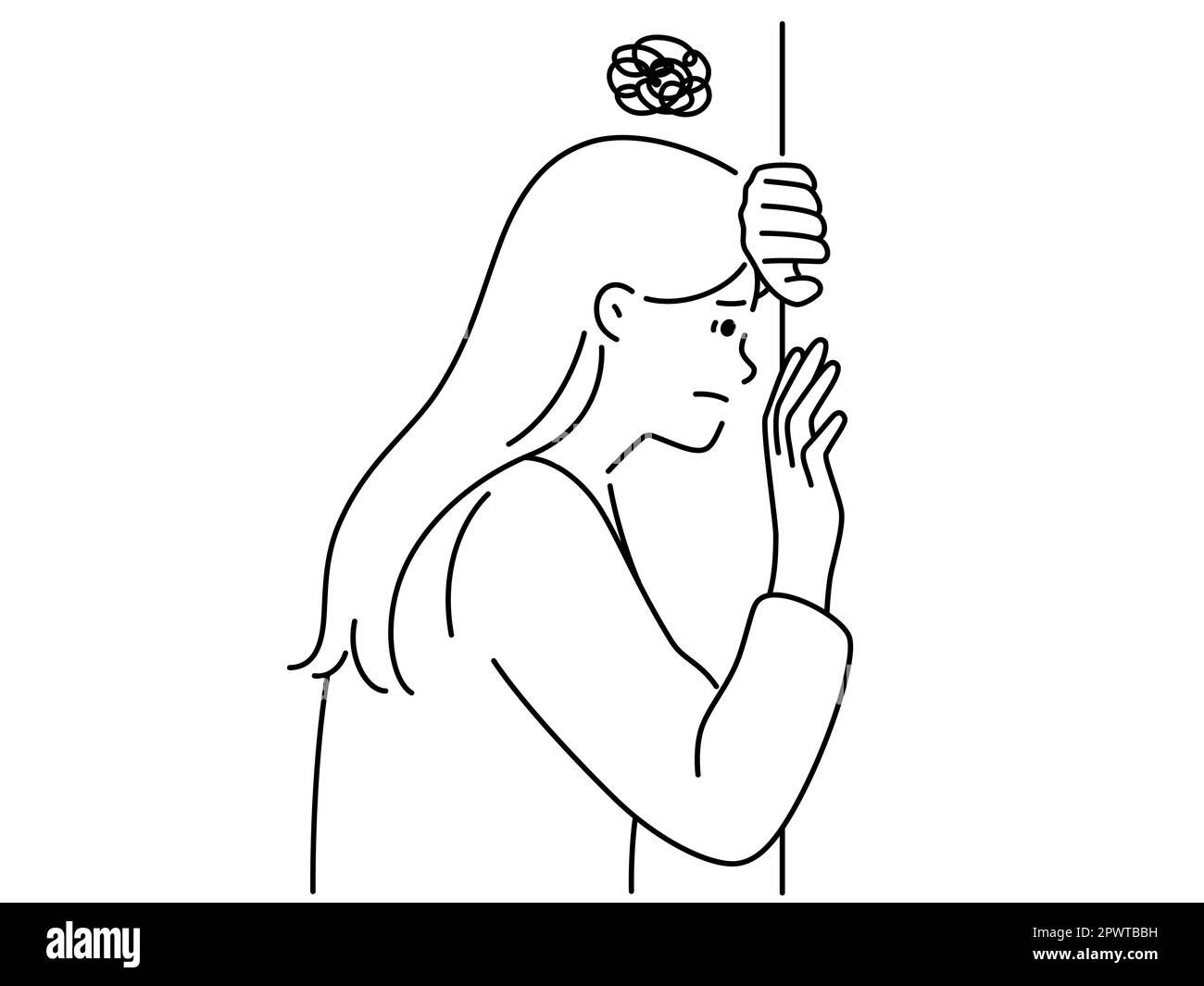 Lonely Girl Crying Sketch